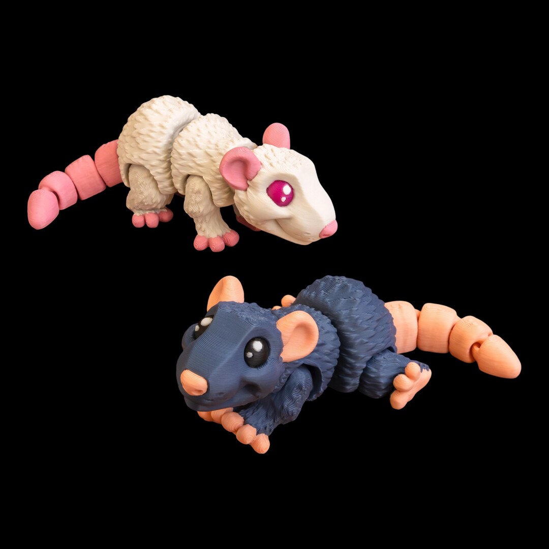 Articulated Rat Figurine Desk Toy Animal Collectible White Movable ...
