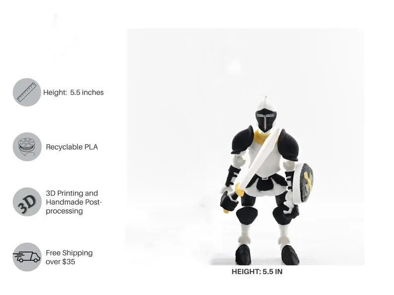 Posable Knight Action Figure: 3D Printed Medieval Figurine - Etsy
