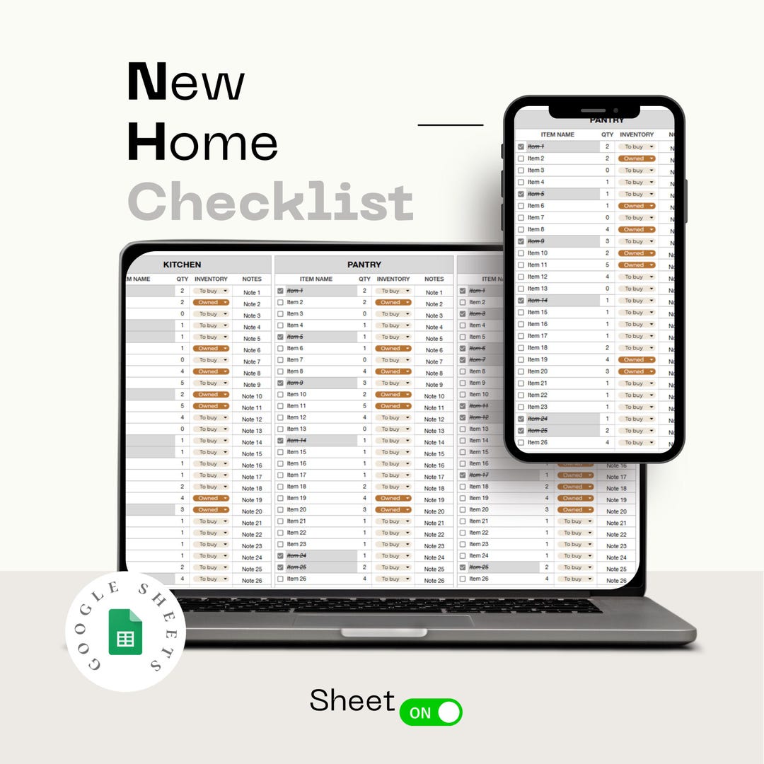 New Home Checklist Google Sheets Moving Checklist Moving Planner ...