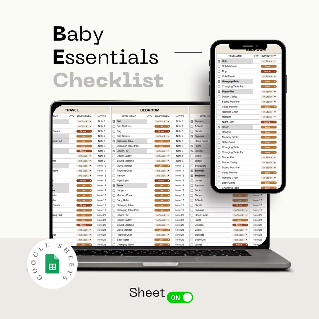 Newborn Baby Essentials Checklist Spreadsheet Everything You Need for ...