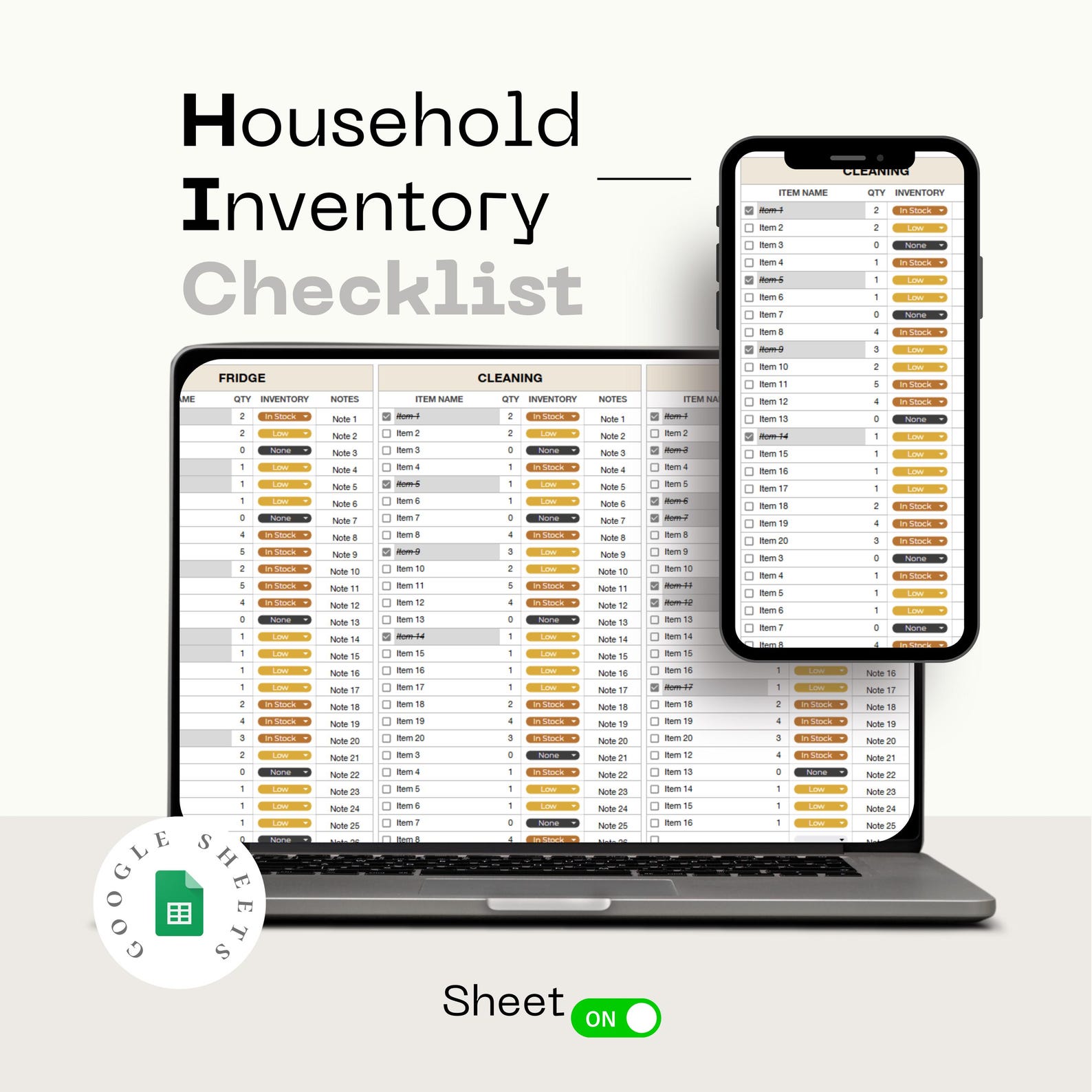 Household Inventory Checklist, Home Inventory Tracker Template, Food ...