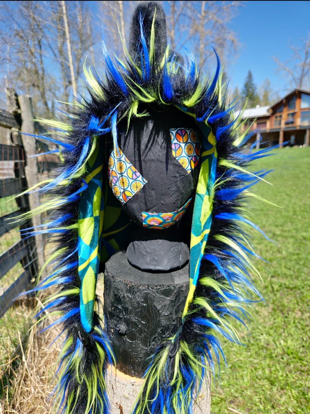 Faux Fur Spirit Dino Hoodling: Rave Festival Costume With Backpacking ...