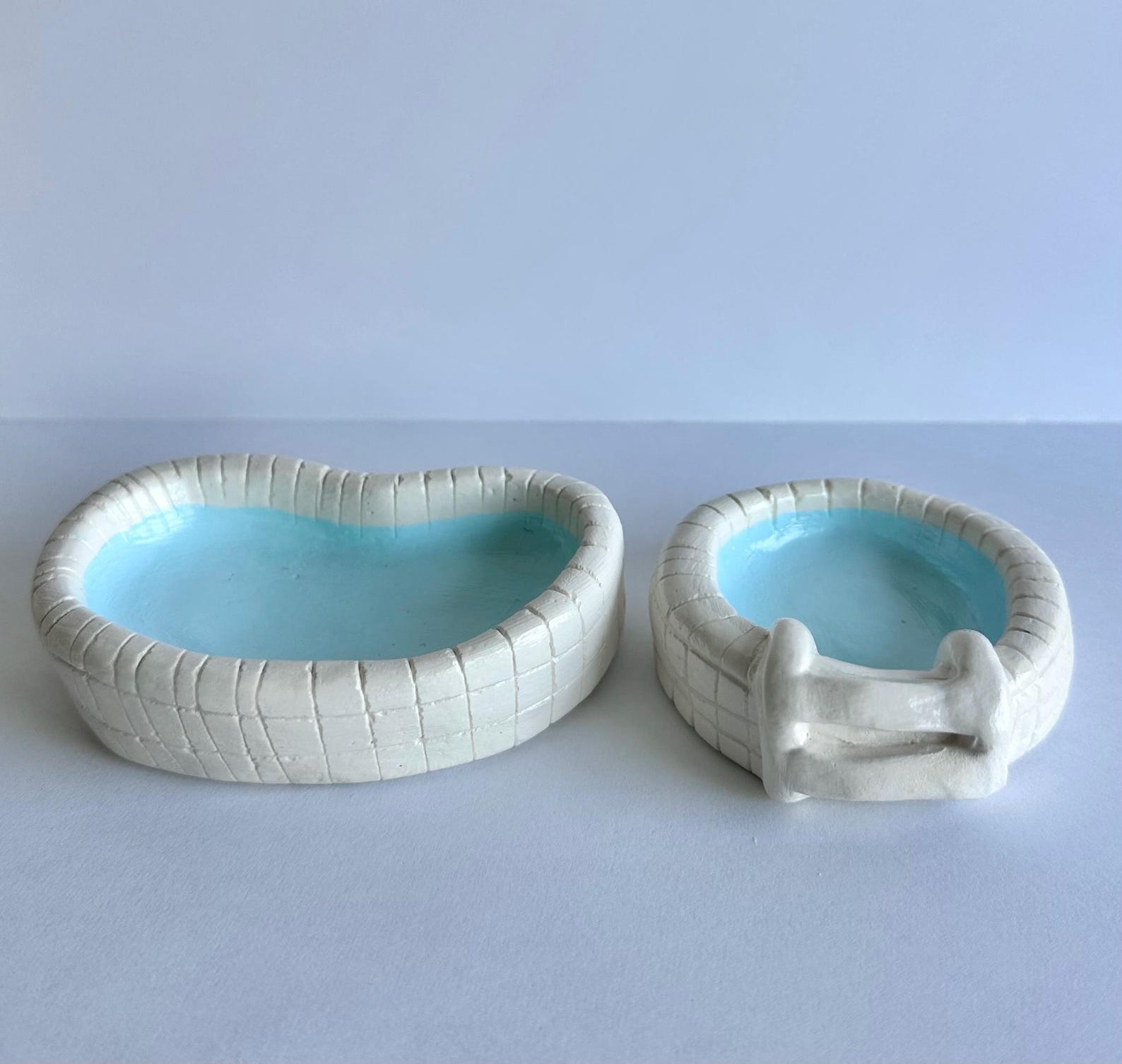 Handmade Clay Mini Brick Lined Pools With Stairs Sculpture | Ring Dish ...