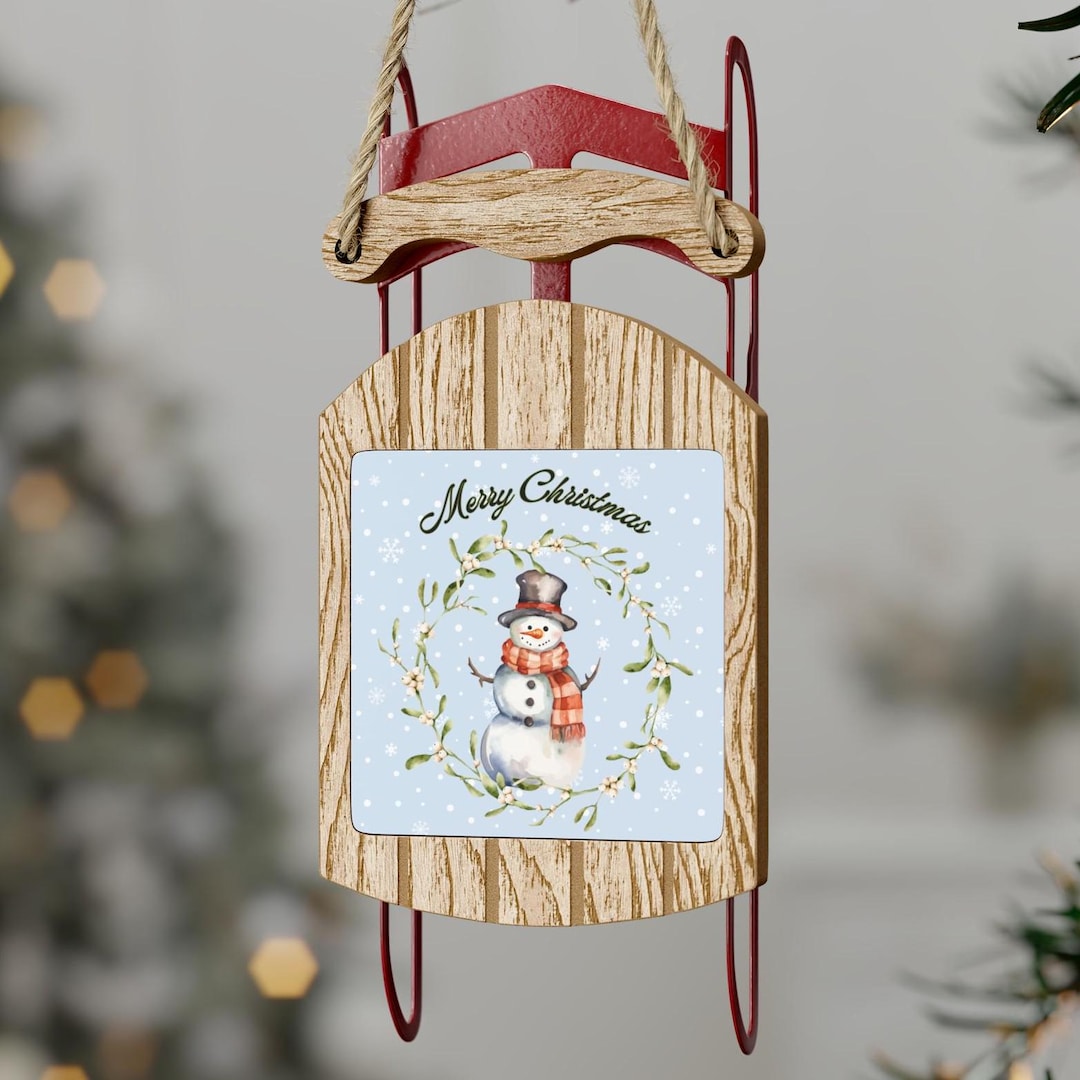 Traditional Snowman Holiday Ornaments, Sled Ornaments, Snowman Decor ...