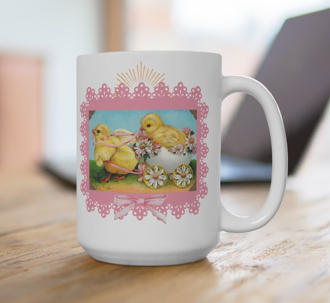 Spring Chicks Mug 15oz, Spring Season, Coffee Mug, Large Coffee Cup ...