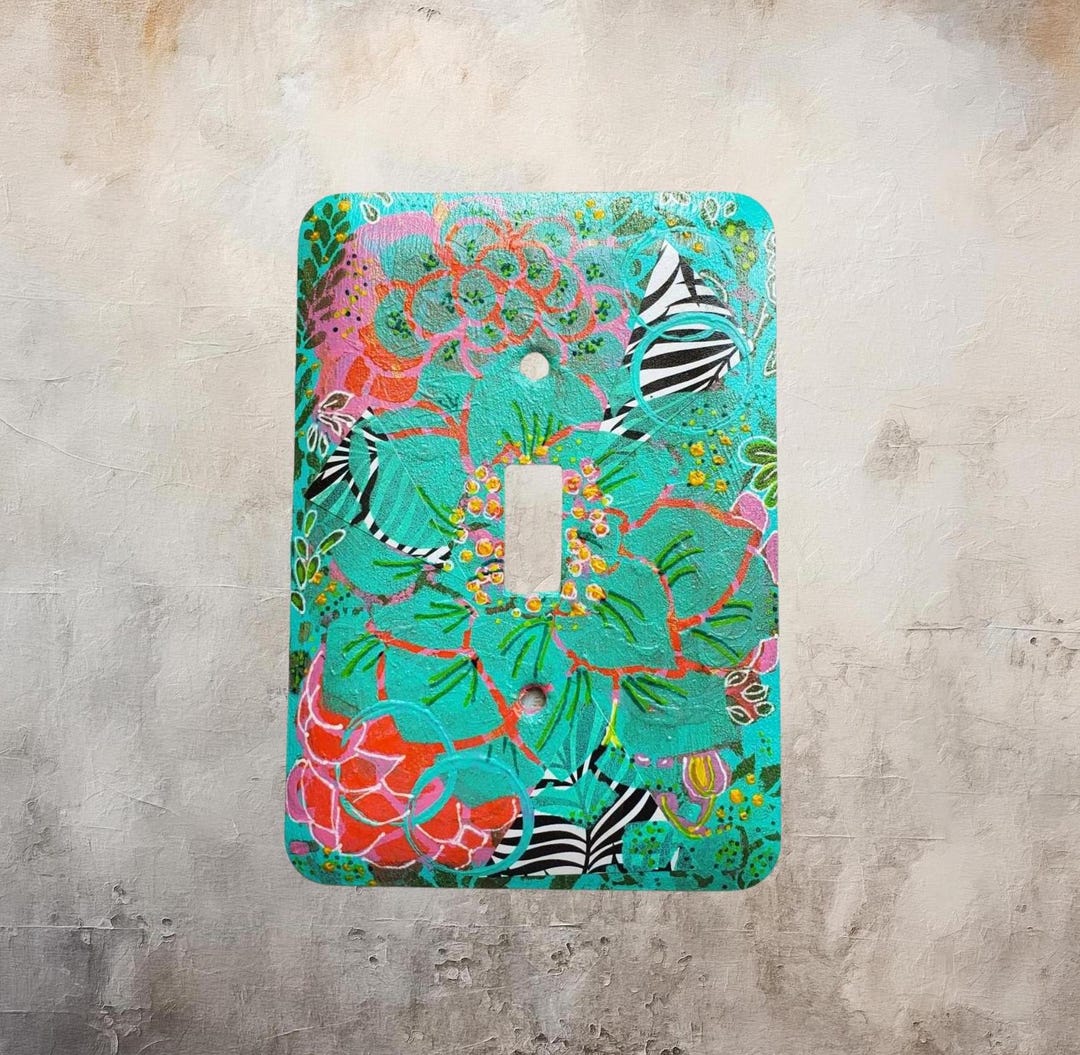 Tropical Jungle Metal Toggle Switch Plate: Hand-painted Floral Boho ...