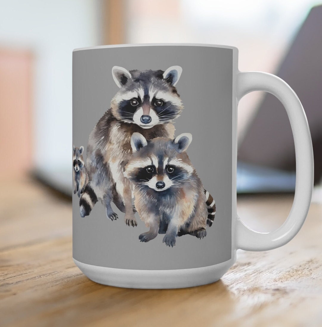 Raccoon Mug, Mug 15oz, Large Coffee Cup, Adorable Raccoons, Lovers of ...