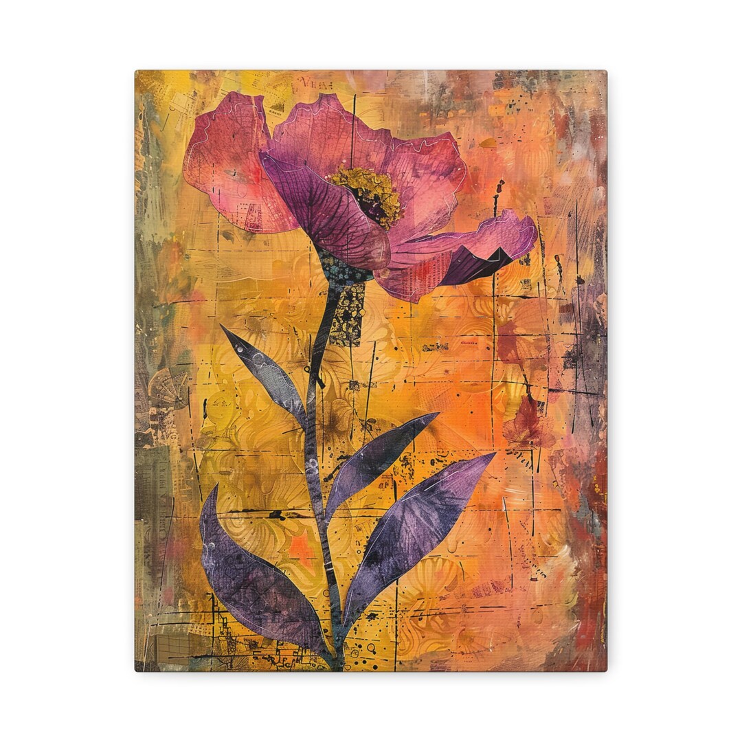 Pink Poppy Art Print, Matte Canvas, Stretched, 1.25, Orange, Golden ...