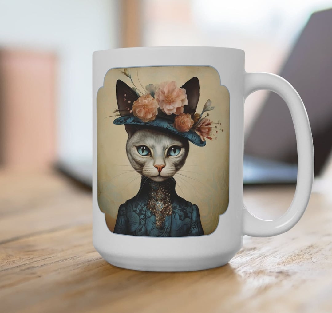 Boujee Cats in Clothes Mug 15oz, Victorian Style Cat Cup, Fancy Cat Mug ...