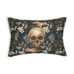 Witch Core Decorative Lumbar Pillow, Spun Polyester Lumbar Pillow Skull ...