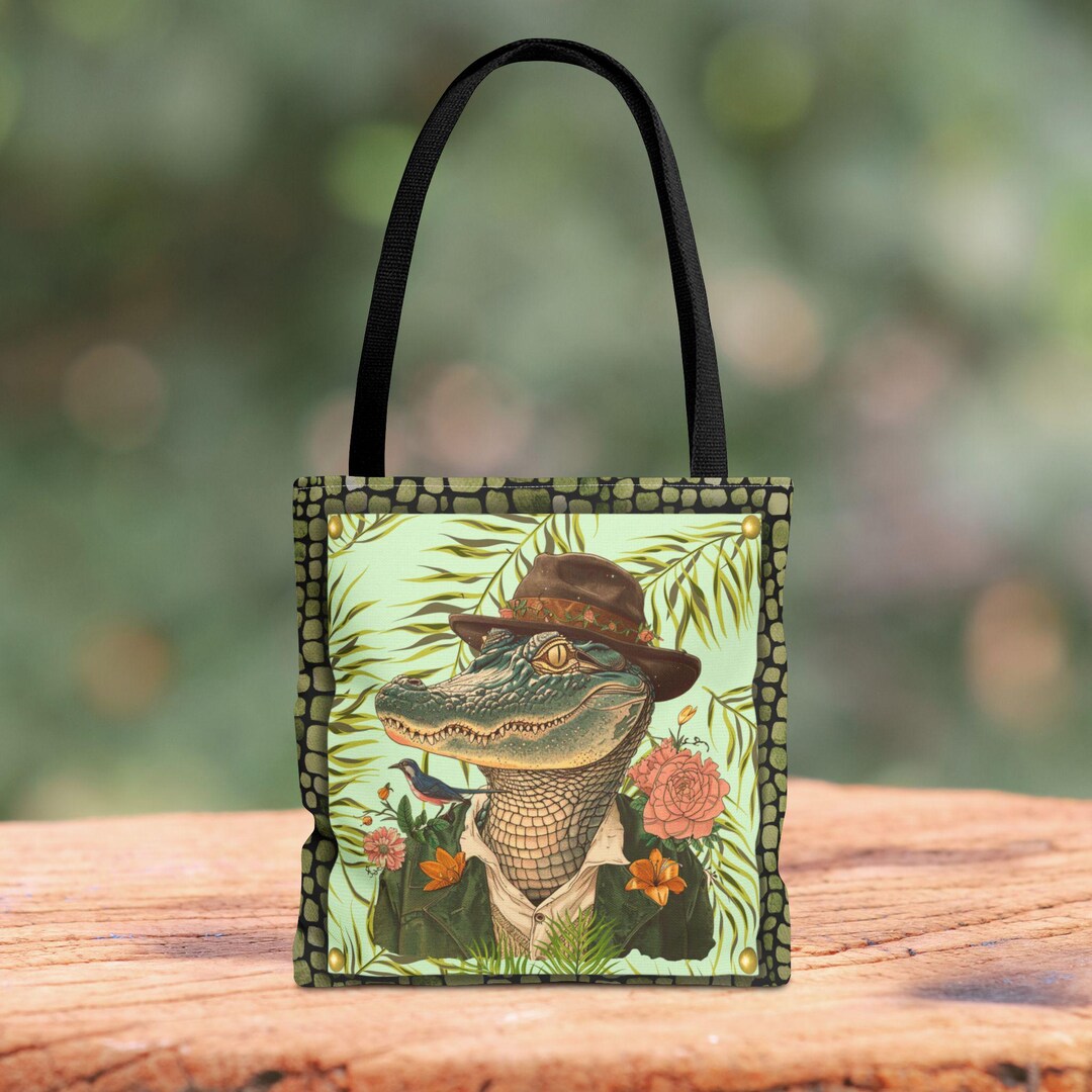 Whimsical Alligator Tote Bag: Tropical Beach Travel Bag - Etsy