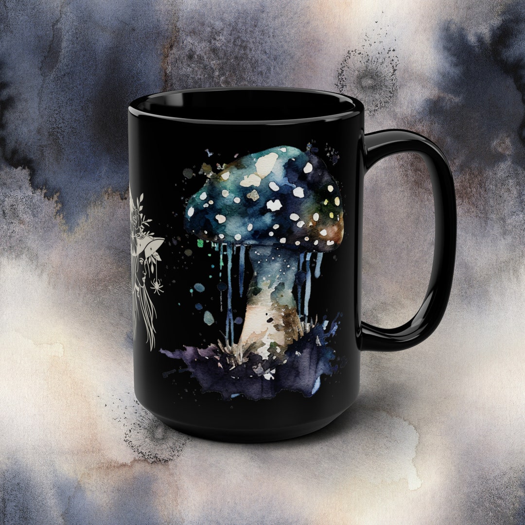 Inky Cap Mushroom Black Mug: Witchy Woodland Coffee Cup (15oz) - Etsy