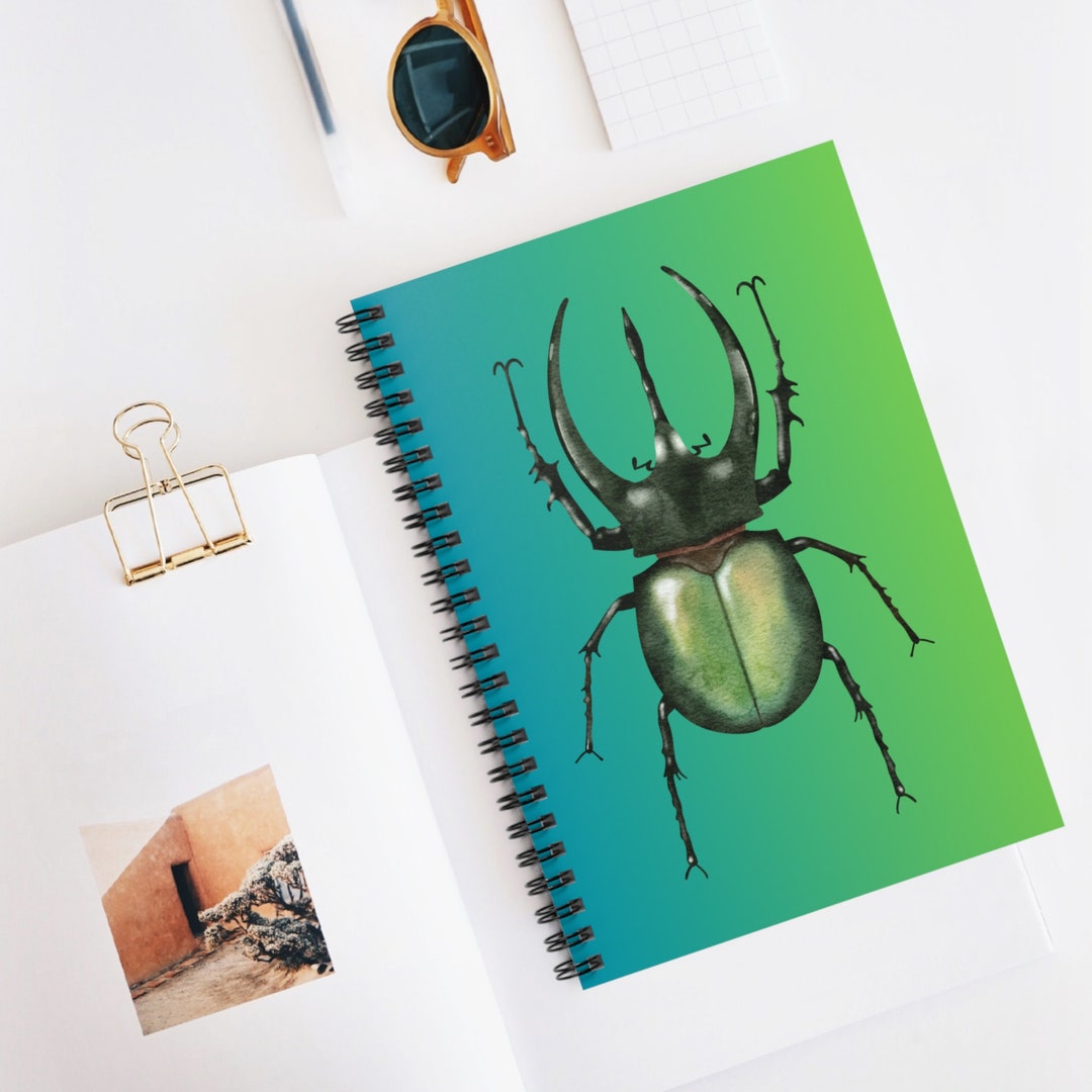 Horned Beetle Spiral Notebook: Entomology Art Journal - Etsy