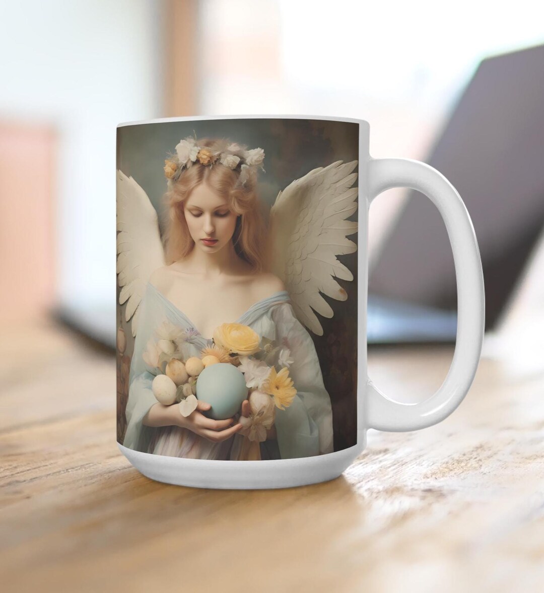 Angel's Embrace Mug, 15oz Serene Coffee Cup, Ethereal Gift, Spiritual ...