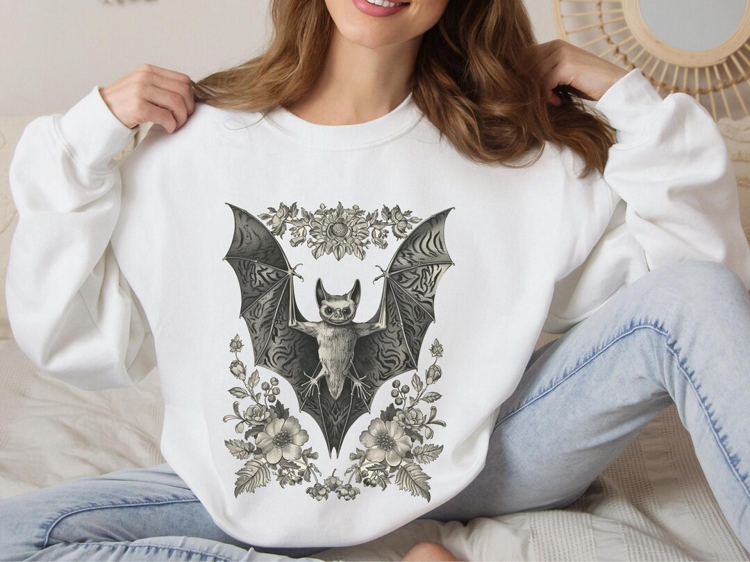 Victorian Bat Pullover Sweatshirt - Gothic Bat Lover Apparel, Halloween ...