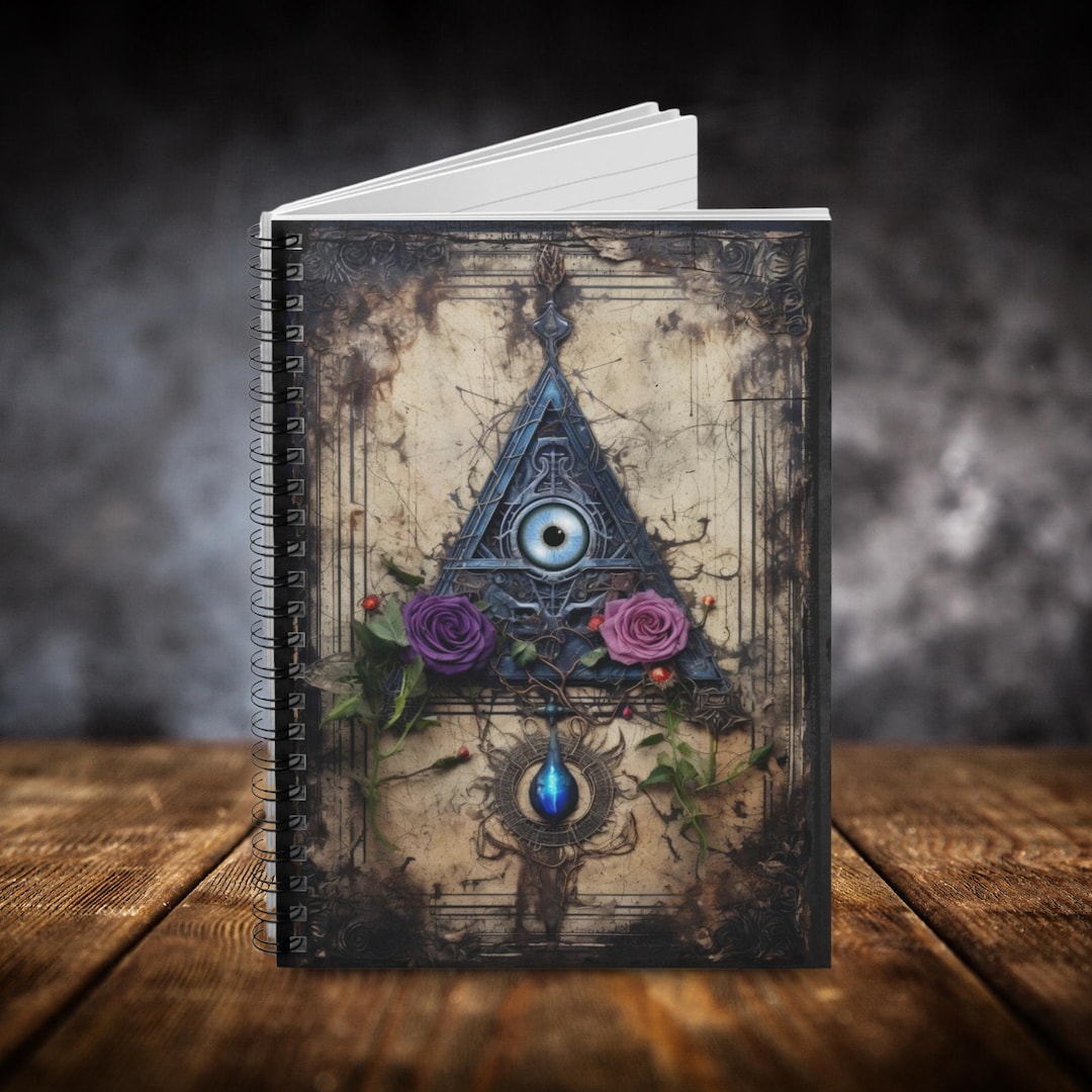 Book of Shadows Notebook, Mystic Eye Grimoire, Spiral Notebook, Ruled ...