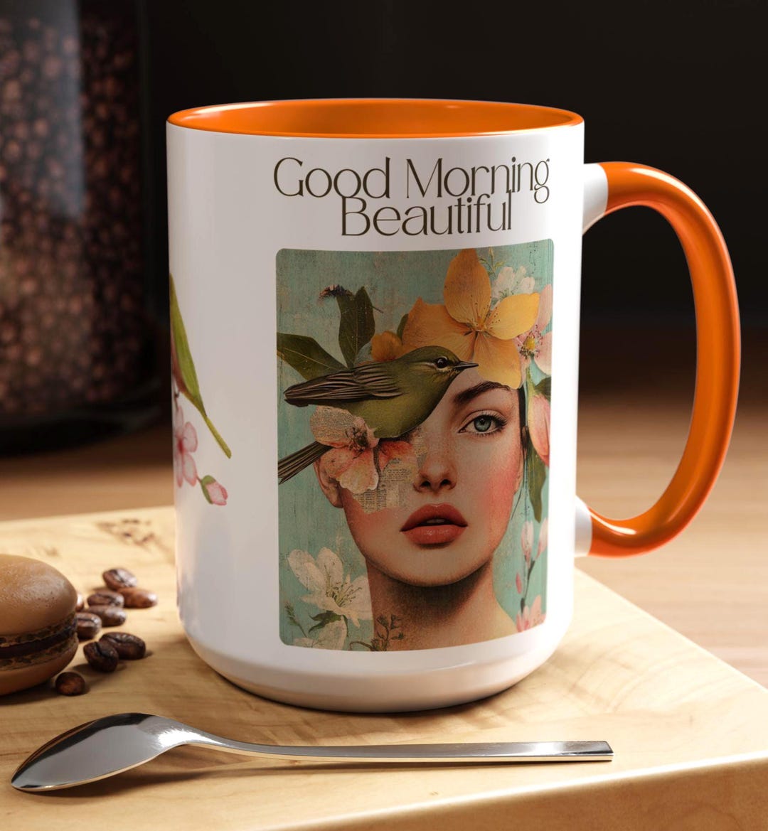 Good Morning Beautiful Accent Coffee Mug, Floral Bird Design ...