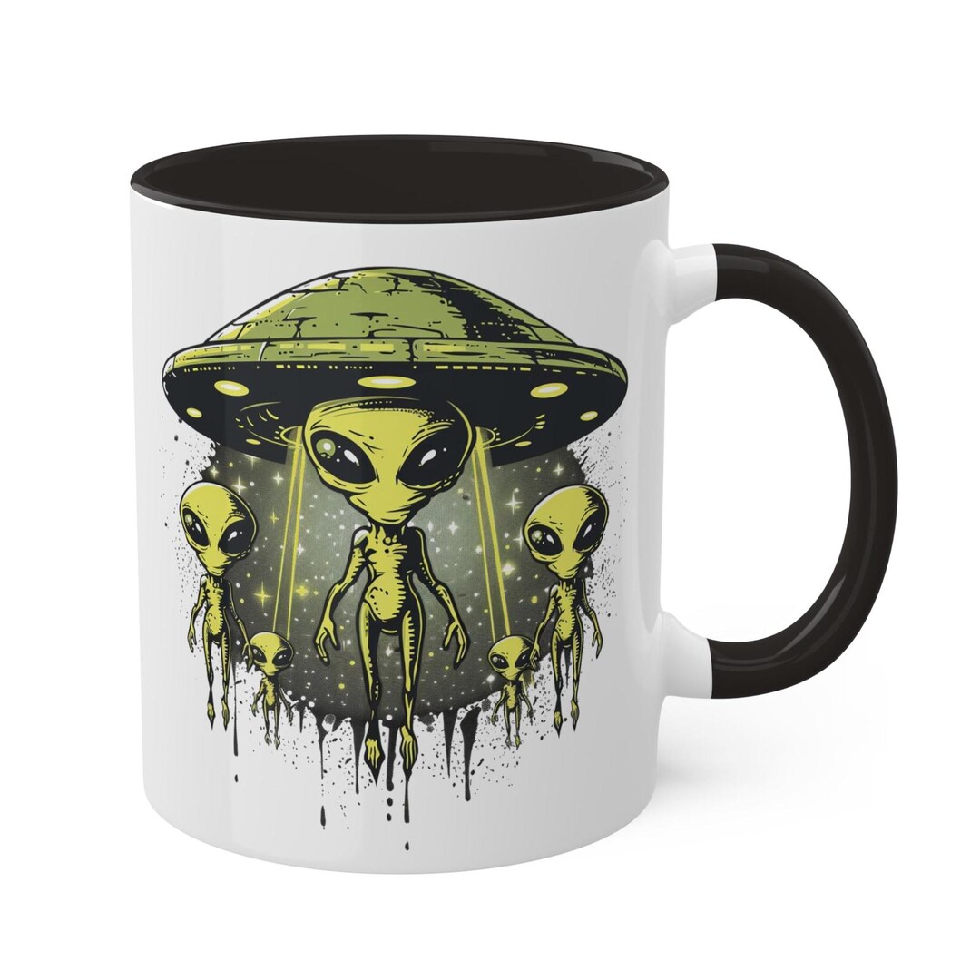 Alien Mug, UFO Two Tone Colorful Mugs, 11oz, Fun Alien Coffee Mug ...