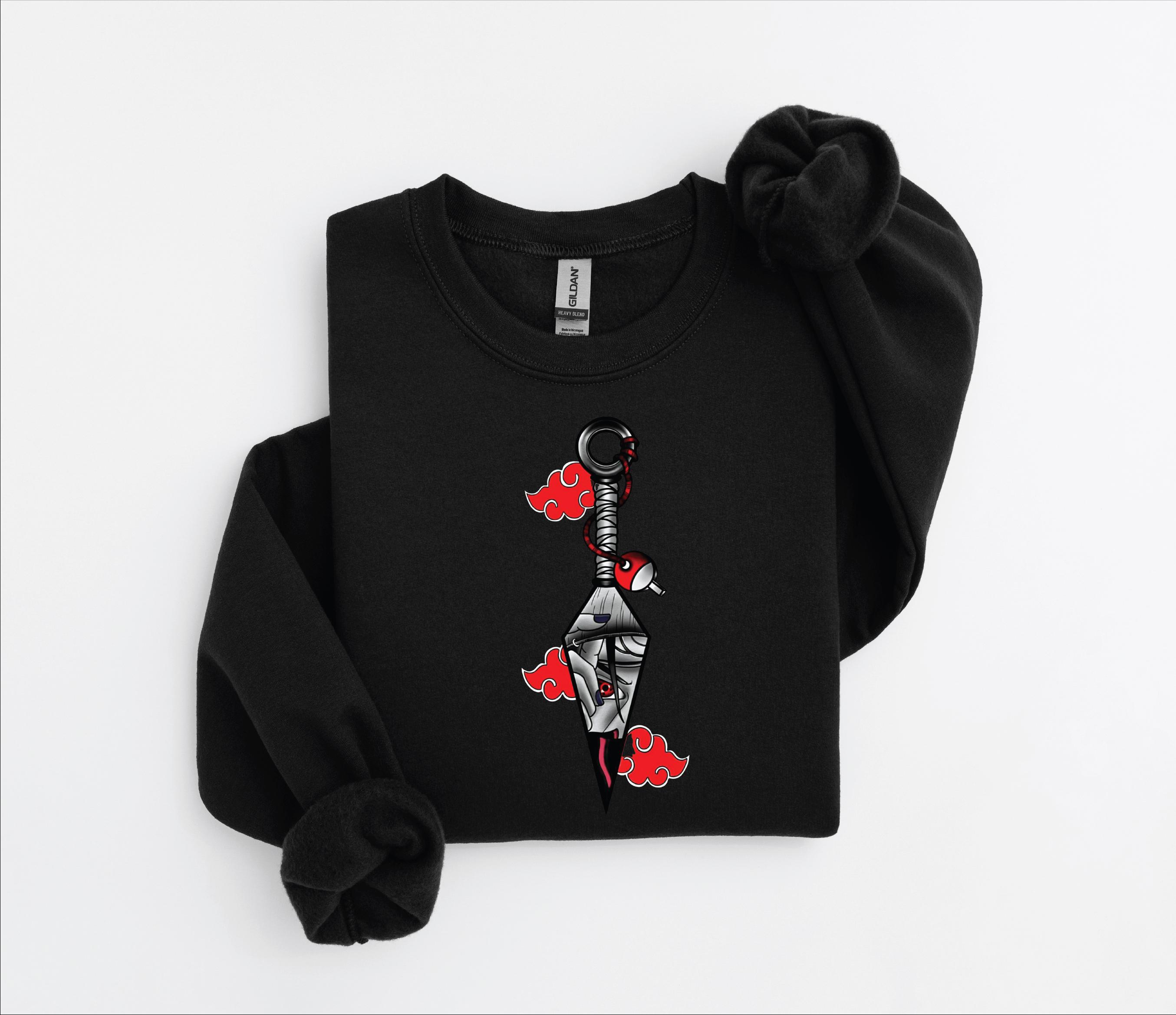 Itachi Uchiha Knife With Akatsuki Cloud Design Sweater Gildan 18500 ...