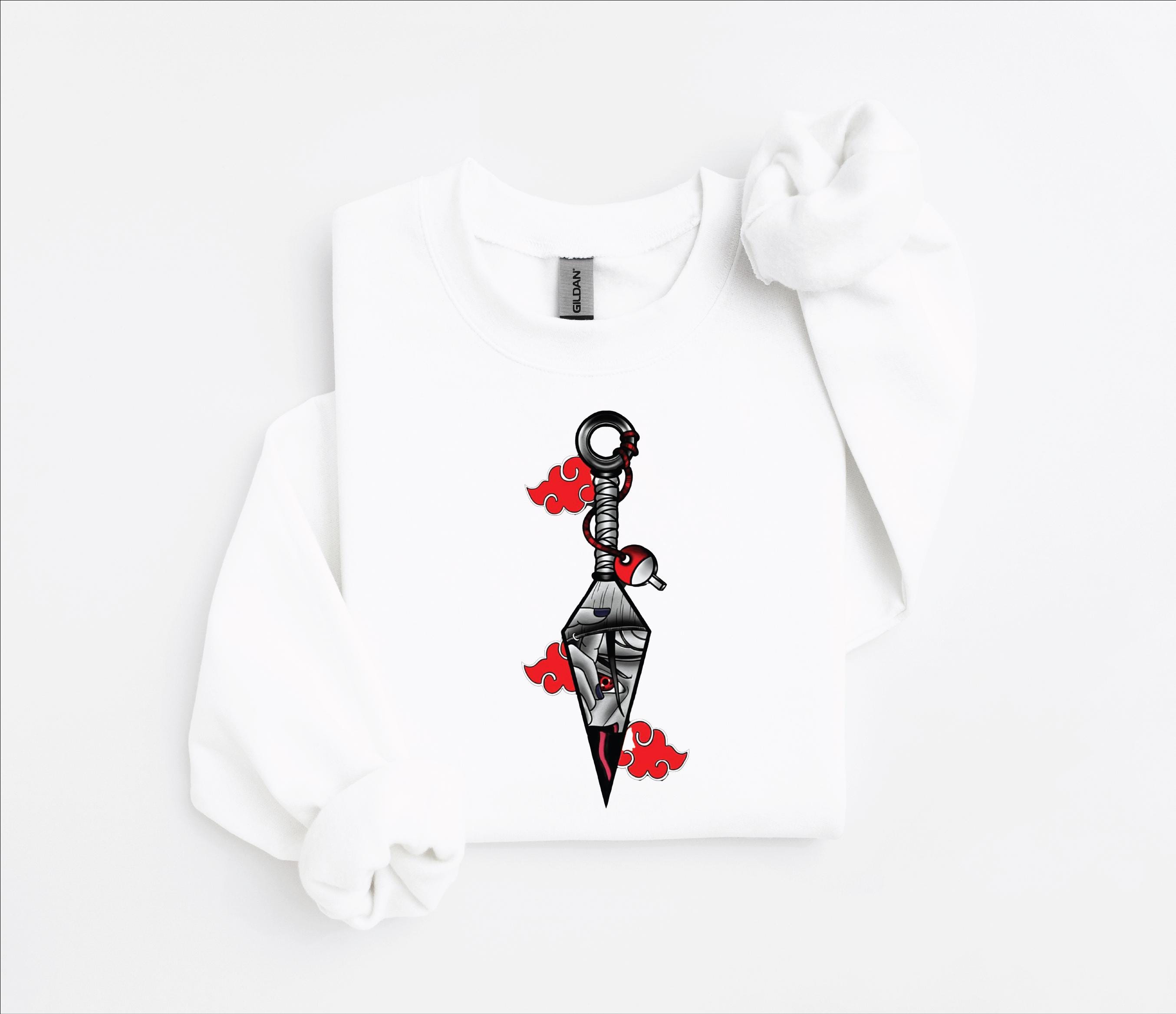 Itachi Uchiha Knife With Akatsuki Cloud Design Sweater Gildan 18500 ...