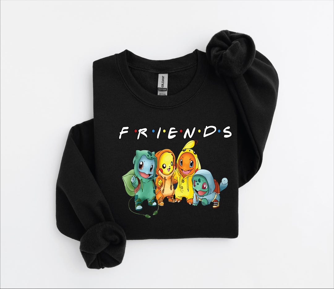 Friends Pokémon Sweater Bulbasaur, Pikachu, Squirtle, Charmander Gildan ...