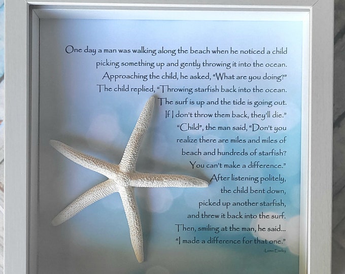 GREAT TEACHER GIFT! 9x9 Starfish Poem Shadow Box in Light Reflections ...