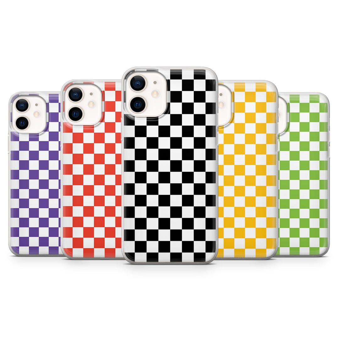 Gingham Checkerboard Phone Case Colored Cover for iPhone 16 Pro 15 14 ...