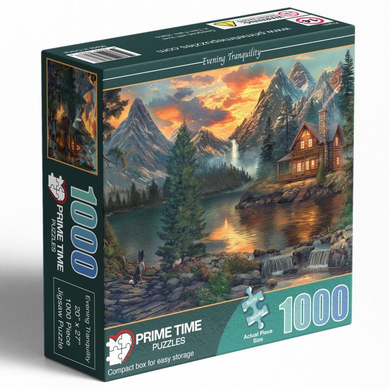 1000 Piece Jigsaw Puzzle for Adults - Mountain Cabin by a Lake ...