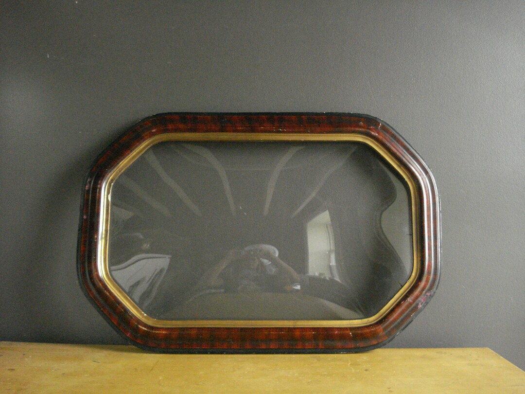 Huge Oval -ish Frame With Convex Glass - Large Vintage Ornate Faux Bois ...