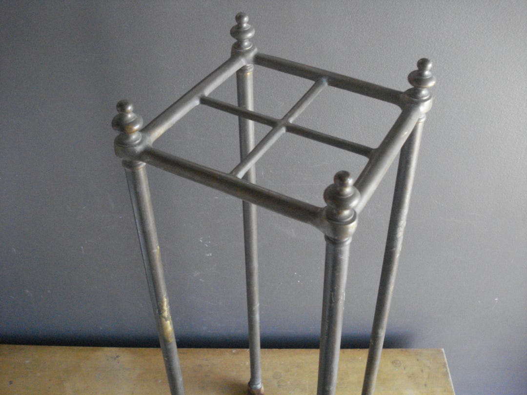 Vintage Brass and Cast Iron Umbrella Holder or Stand With Baluster ...