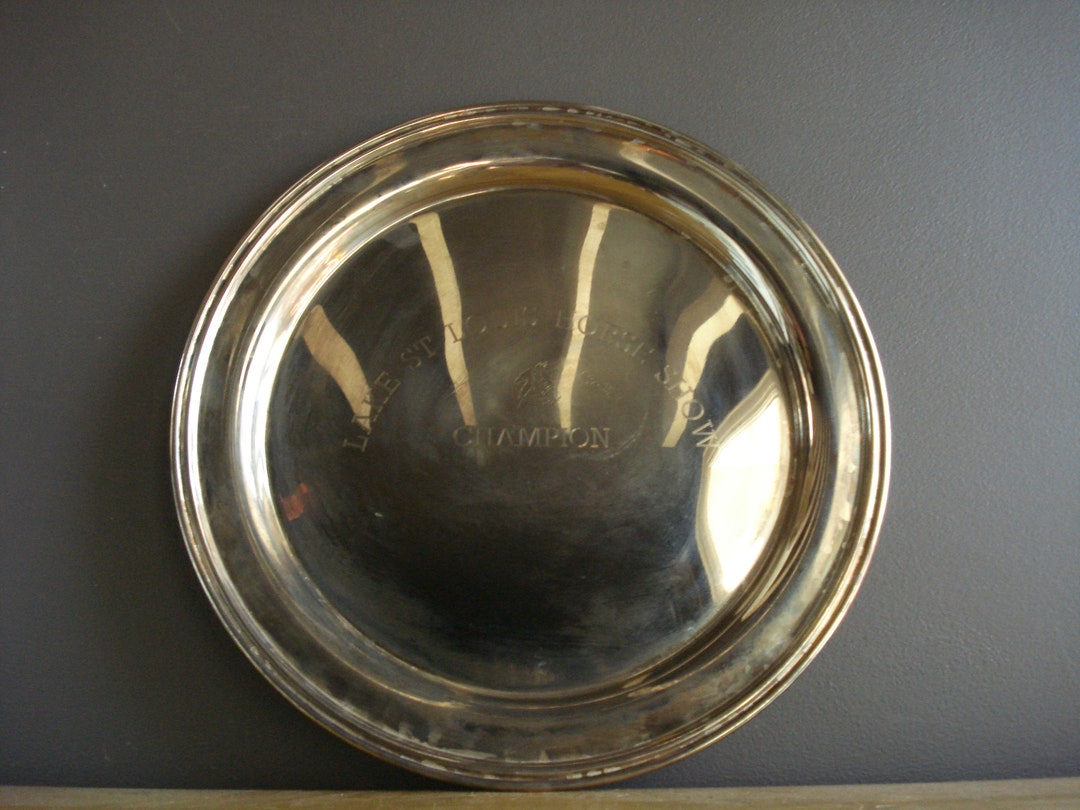 Vintage Silver Tray - Large, Round Silverplate Award Tray - Horse Show ...