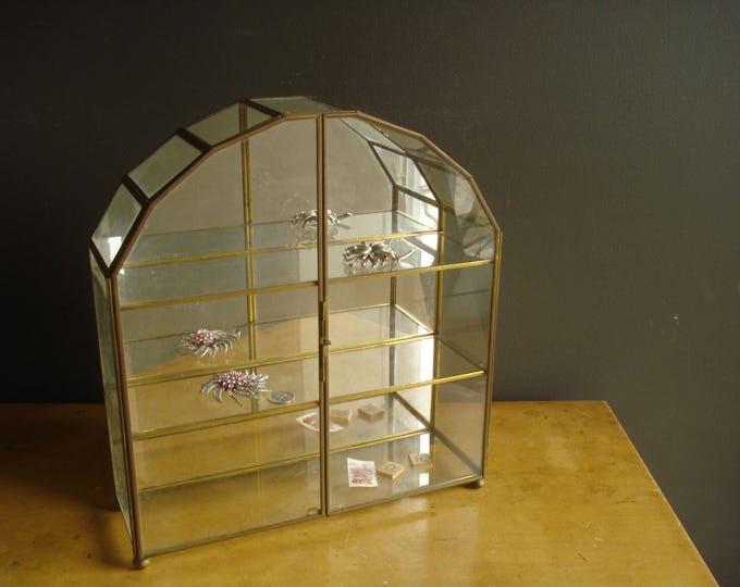 Large Glass Display Case, Curio Cabinet, or Shelf - Vintage Glass and ...