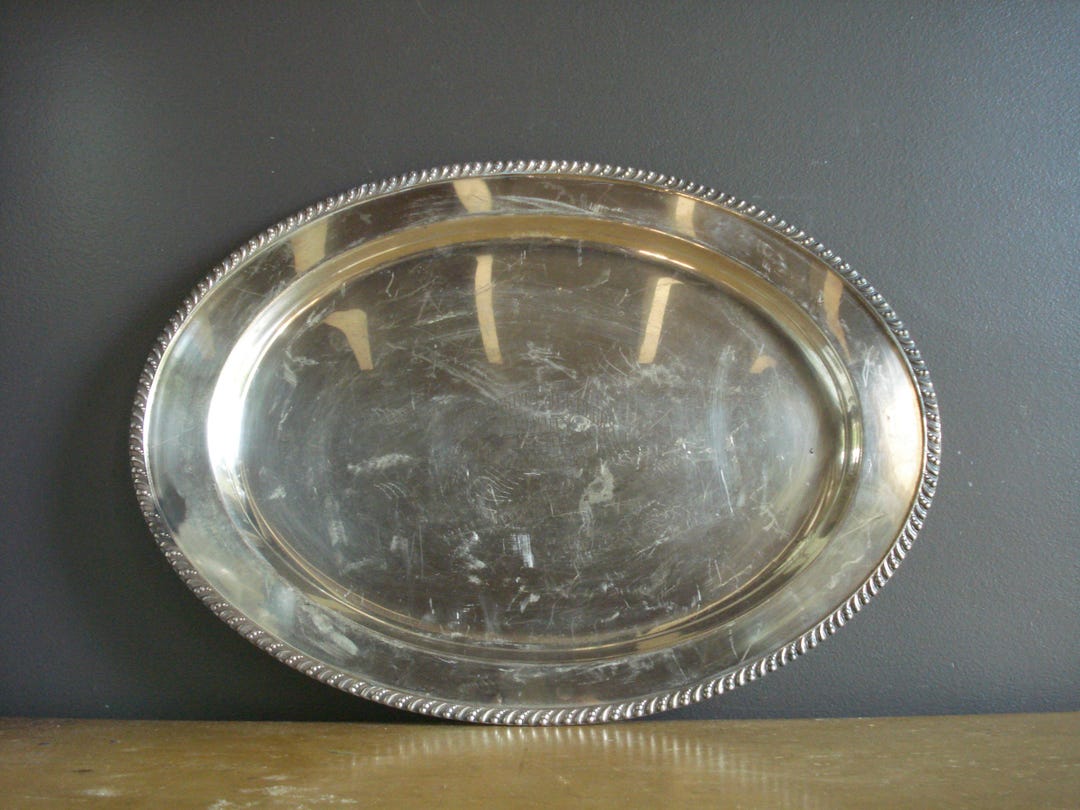 Vintage Silver Tray - Large, Oval Silverplate Award or Trophy Tray - E ...
