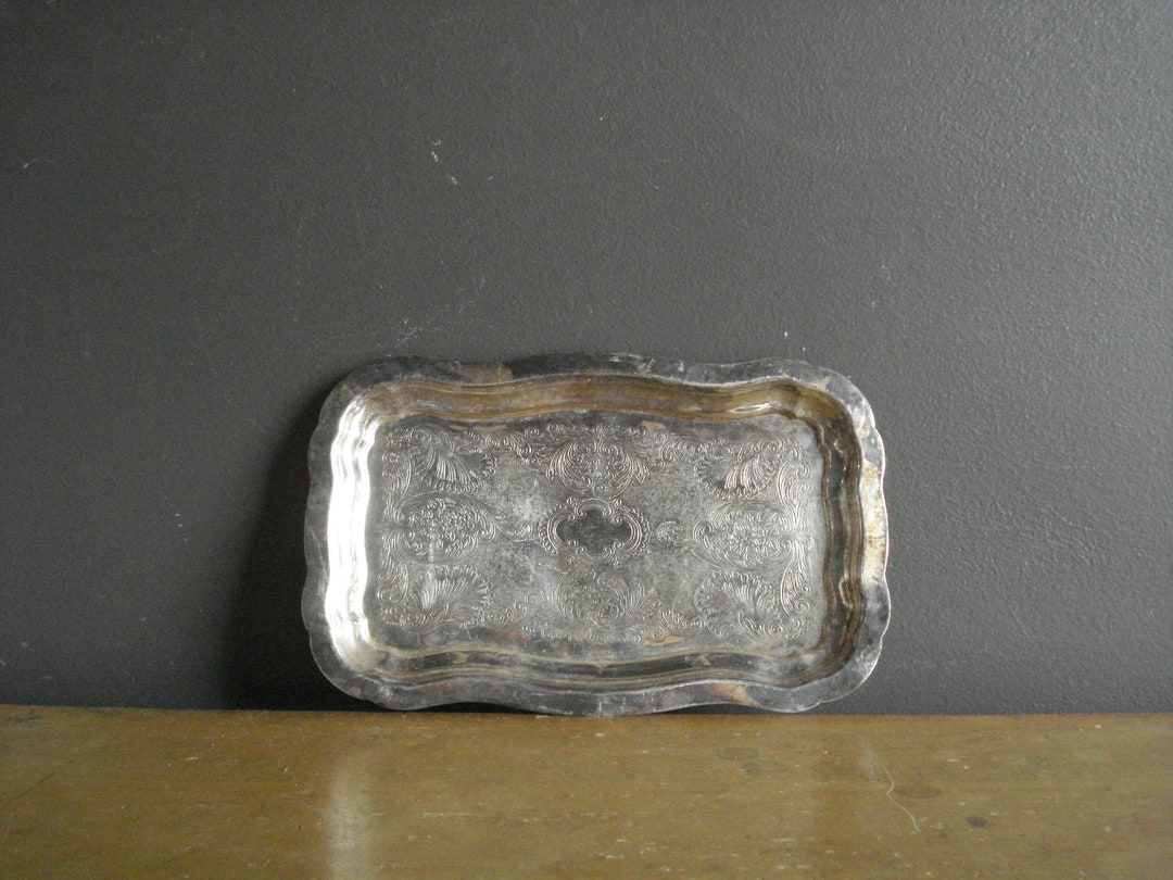 Small Narrow Tray Vintage Silverplate Tray Small Rectangle Silverplate ...