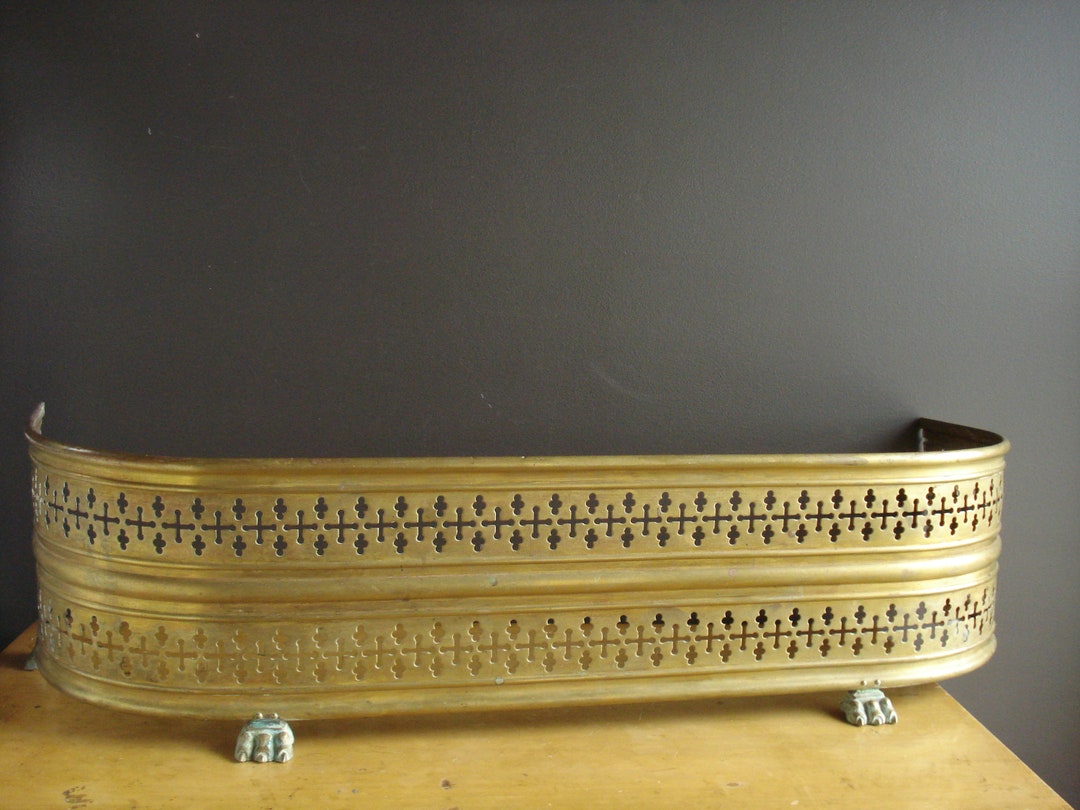 Vintage Brass Fireplace Fender or Bumper - Antique Brass Surround With ...