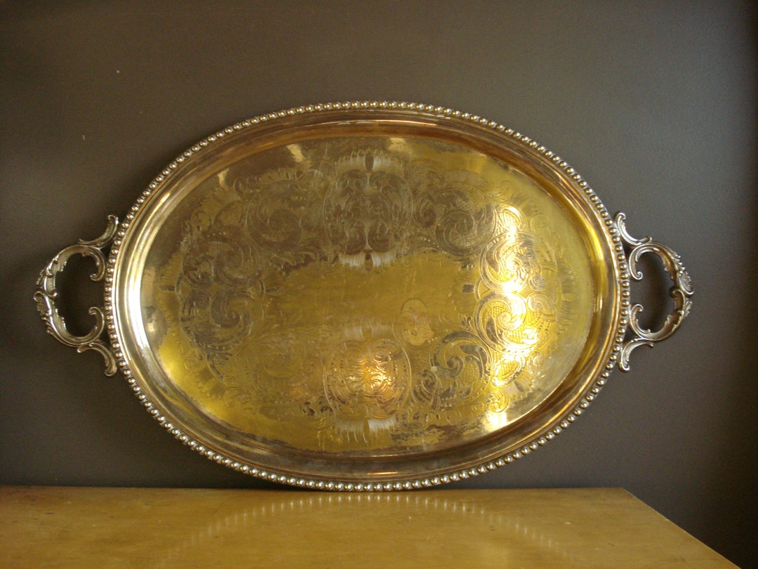 Vintage Silver Tray - Huge Oval Silverplate Platter, Serving Piece ...