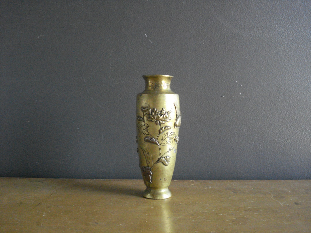 Gorgeous Mini Brass Vase - Small Worn Vintage Brass Vase - Miniature ...