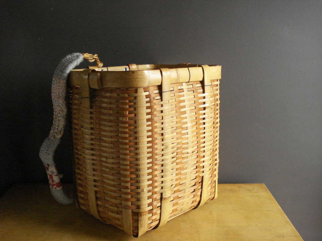 Large Vintage Adirondack Style Rustic Backpack Foraging Basket - Bamboo ...