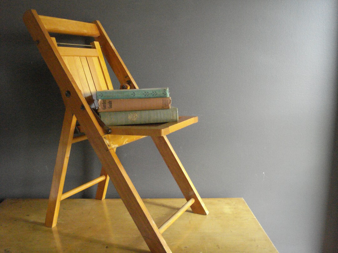 Unfold a Seat - Small Vintage Wooden Chair - Slatted Back - Child's or ...