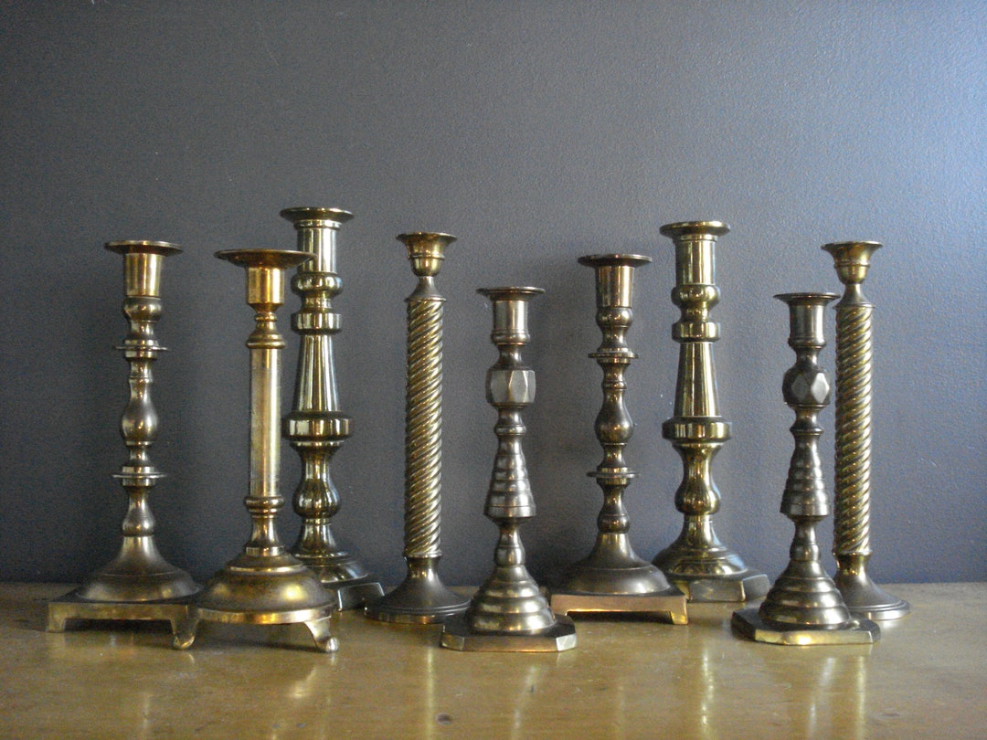 Mix Match Brass Vintage Brass Candle Holders Brass Candlesticks Set of ...