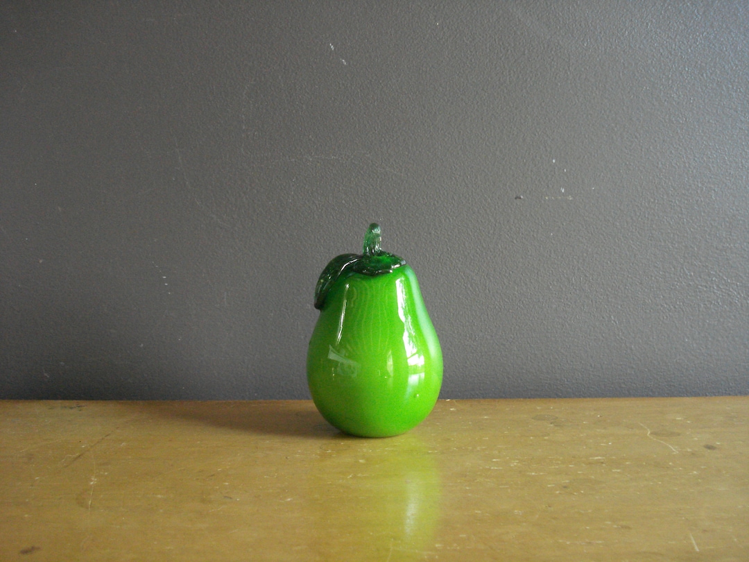 Glass Pear Decorative Fruit Glass Fruit Green on Green - Etsy