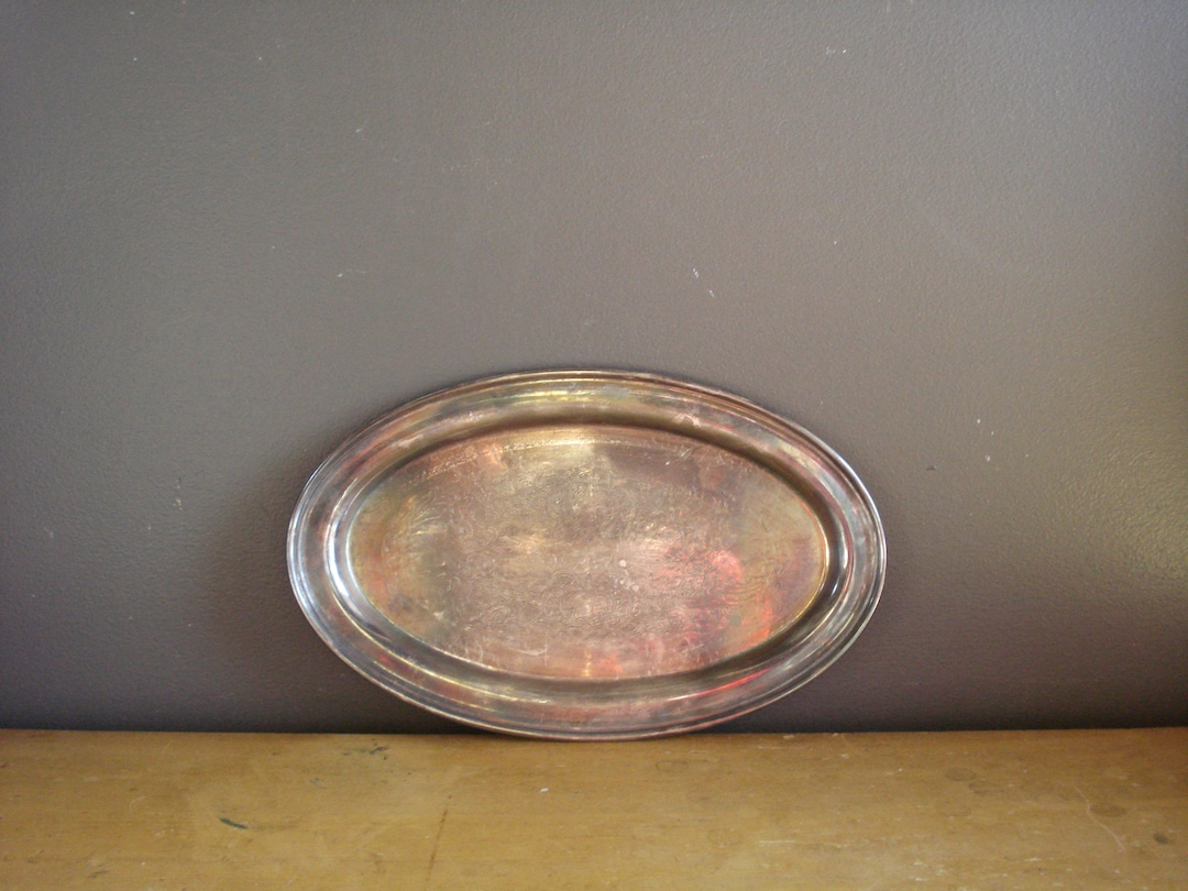 Vintage Silver Tray - Mini Oval Silverplate Platter or Serving Tray ...