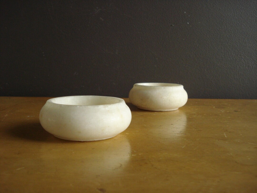 Heavy Dishes - Pair White Alabaster or Marble Ring or Trinket Dish or ...