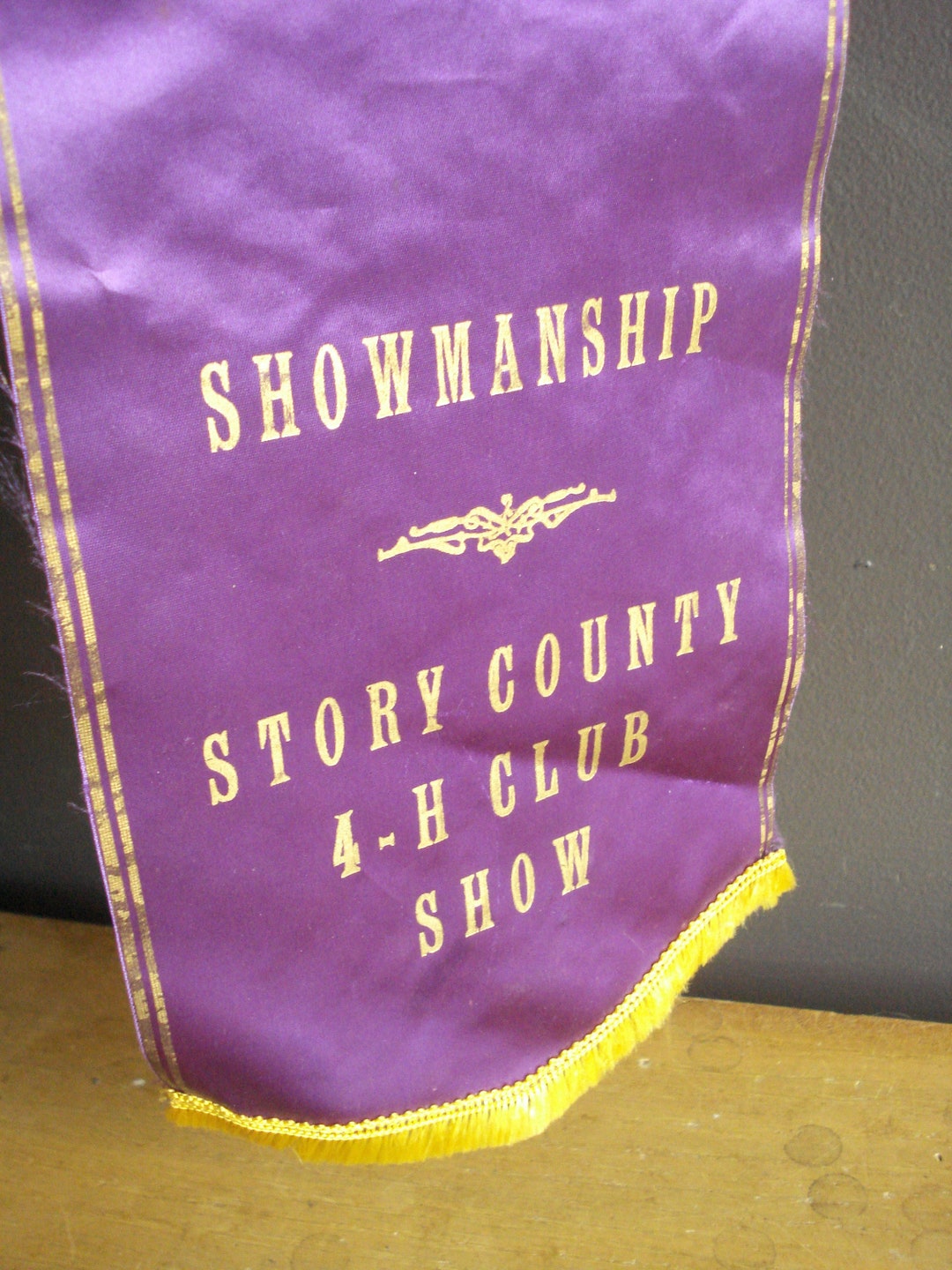 Showmanship Four H - Vintage Award Ribbon or Banner - Purple, Yellow ...
