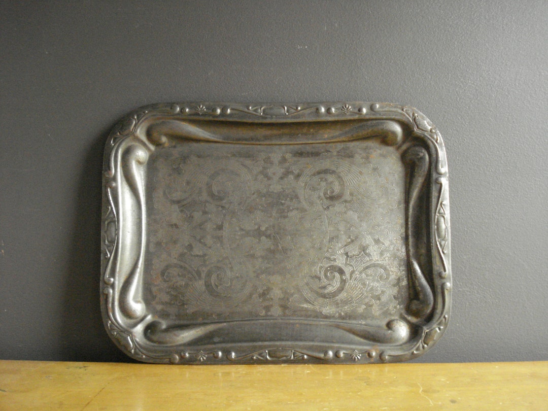 Vintage Silver Rectangle Tray Large Silverplate Platter or Serving Tray ...