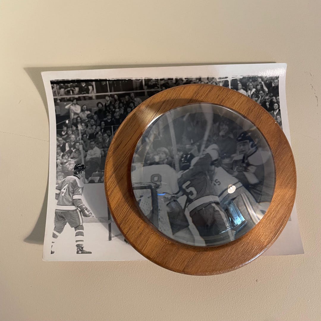 Magnabrite Light Gathering Dome Magnifier Paperweight, Oak Base With ...