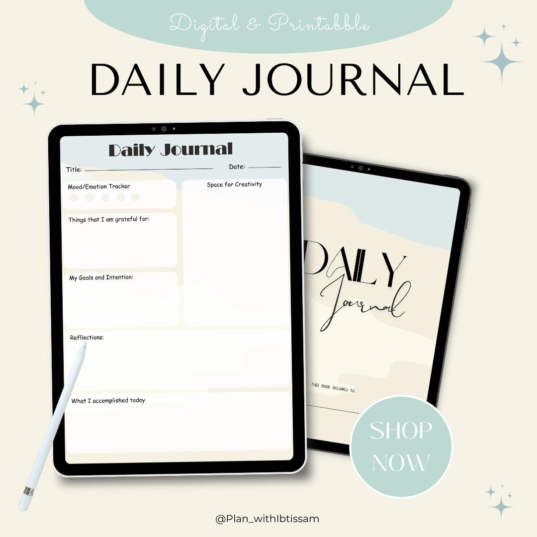 Minimalist Printable & Digital Daily Journal | Daily Journal Template ...