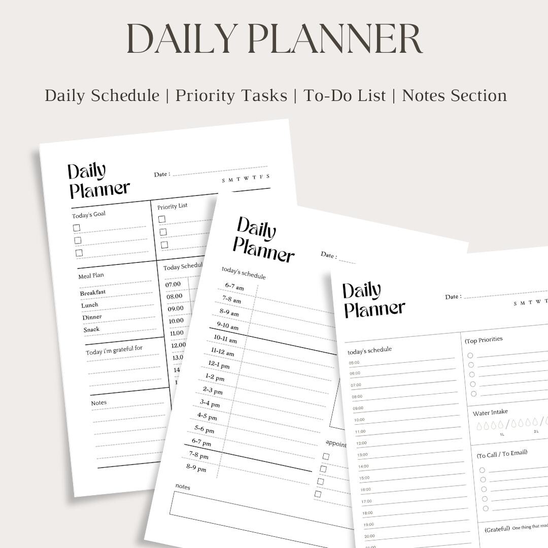 Minimalist Printable & Digital Daily Schedule Planner - Etsy