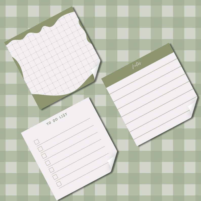 Green Aesthetic Printable Notepads, Digital Download Notepads - Etsy