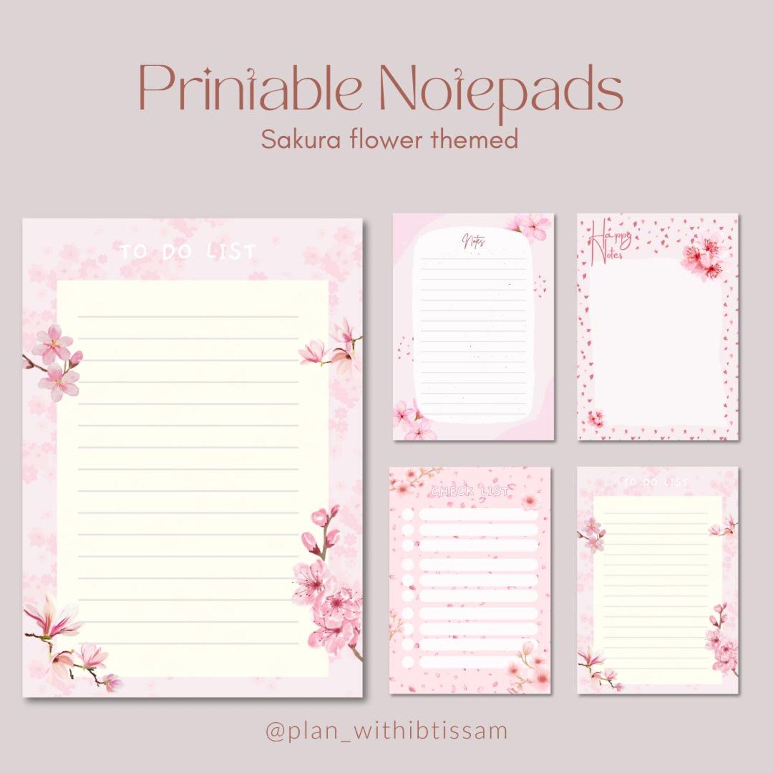 Aesthetic Sakura Flower Printable Notepads, To-do List & Checklist - Etsy